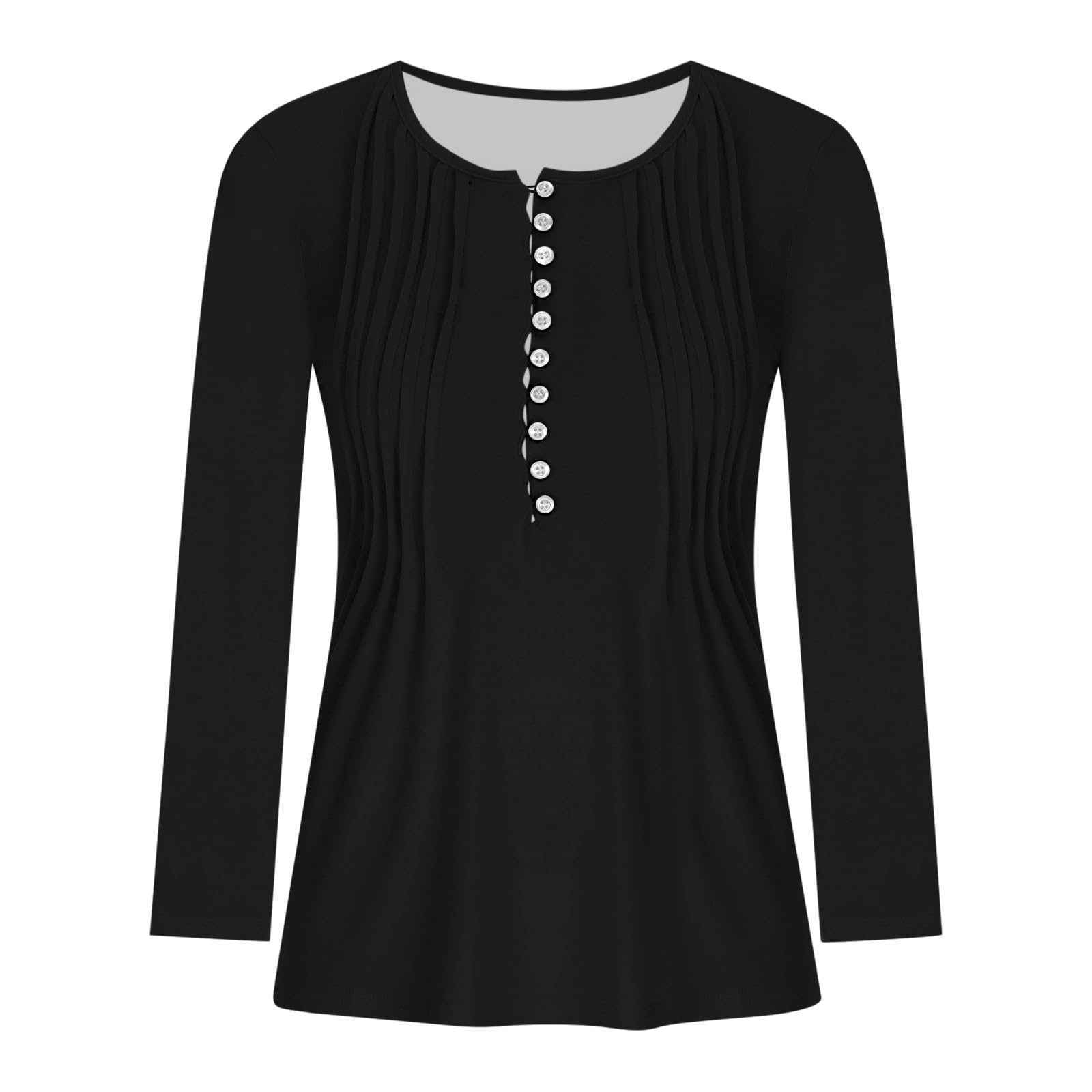 Womens Fall Fashion Tunic Shirts Long Sleeve Button Down Tops Casual Loose Comfy Blouses Empire Waist Clothes Women's Long Sleeve Tops Black XL