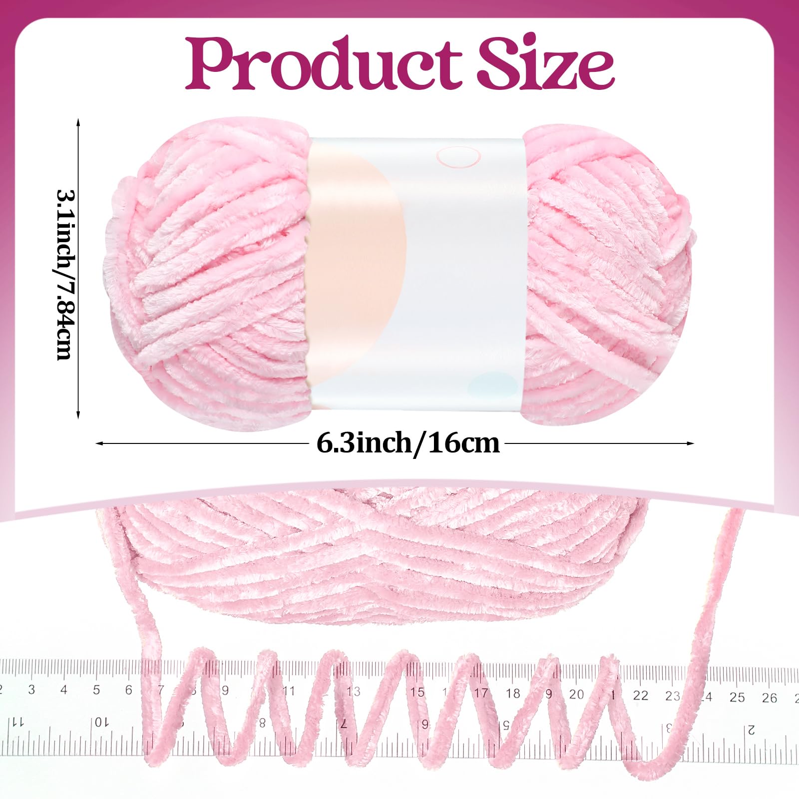 Xinnun 12 Skeins 1116 Yards Chenille Velvet Soft Thick Plush Yarn Bulk for Crocheting Knitting Baby Blanket DIY Weaving Craft, 6mm, 3.5 Oz/Skein(Cute Color)