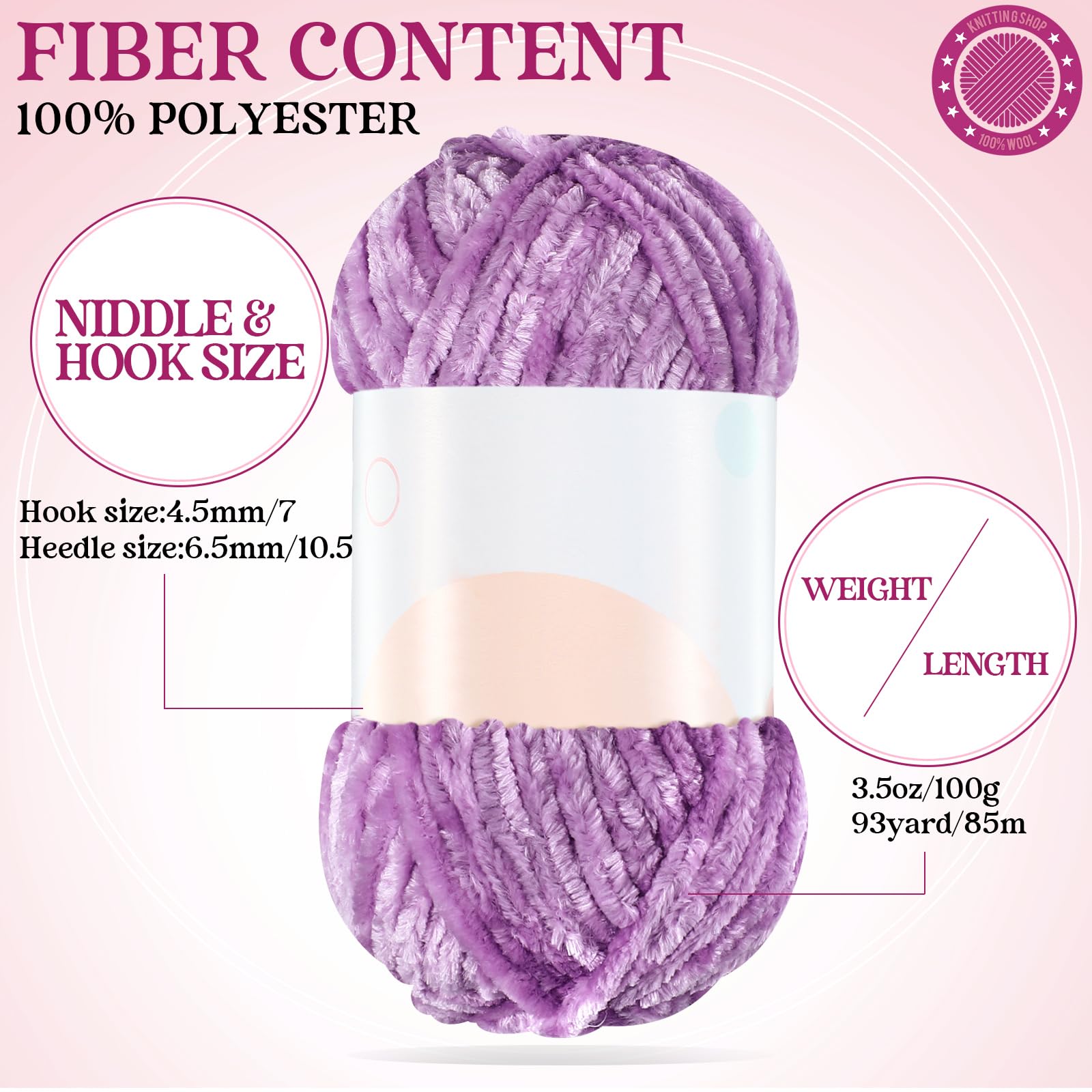 Xinnun 12 Skeins 1116 Yards Chenille Velvet Soft Thick Plush Yarn Bulk for Crocheting Knitting Baby Blanket DIY Weaving Craft, 6mm, 3.5 Oz/Skein(Cute Color)