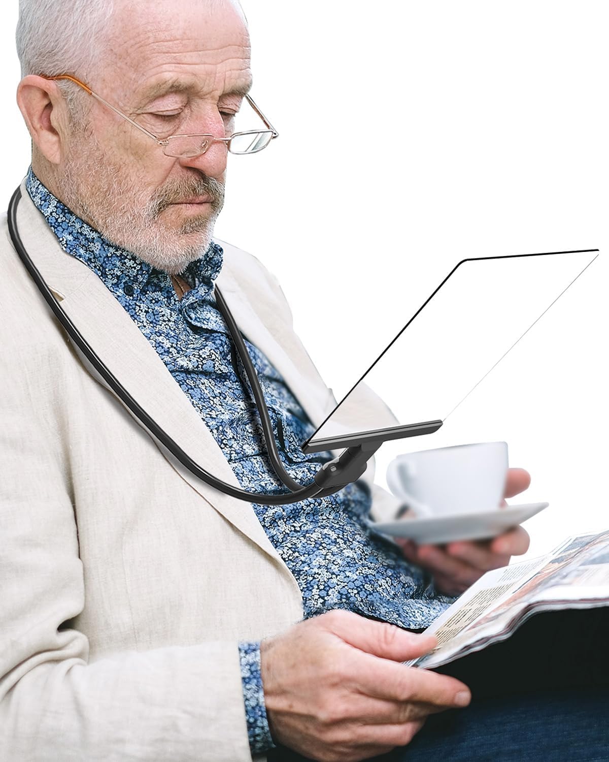 Magnifying Glass for Reading Hands Free, 5X Magnifier with 5.3''x 8.7'' Full Page View, Loupe for Seniors, Low Vision Macular Degeneration for Cross Stitch, Needlepoint, Inspection, Small Fonts