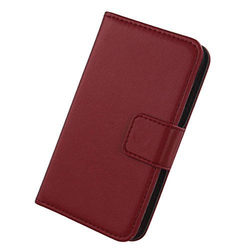 Cheshaoping Genuine Leather Case for Emporia Happy E30 1.8" Wallet Premium Flip Protection Cover Skin Pouch with Card Slot (Dark Red)