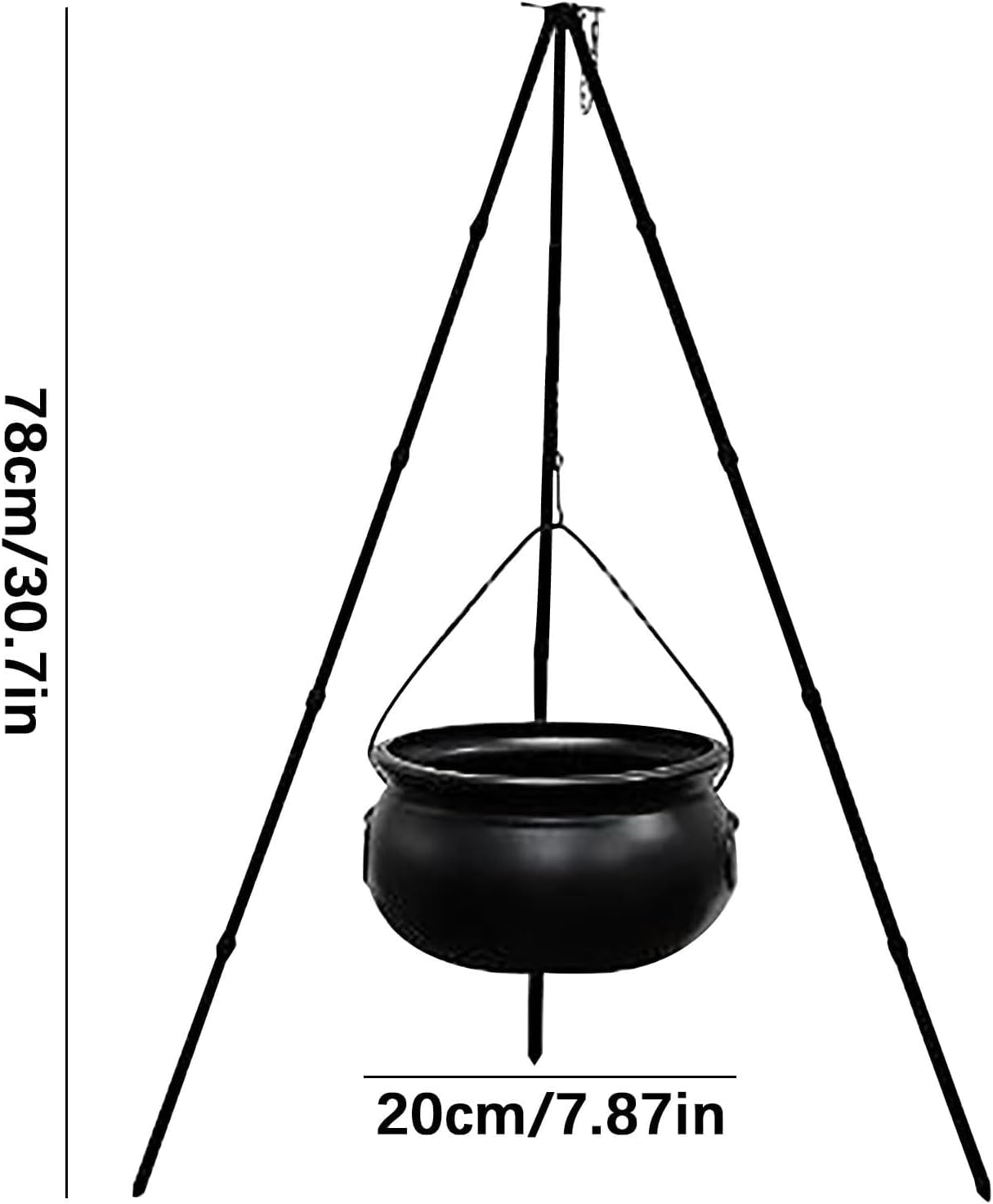 Halloween Decorations Outdoor - Witches Cauldron on Tripod with Lights - Black Plastic Cauldron Candy Bucket Decoration for Yard Home Porch Outside