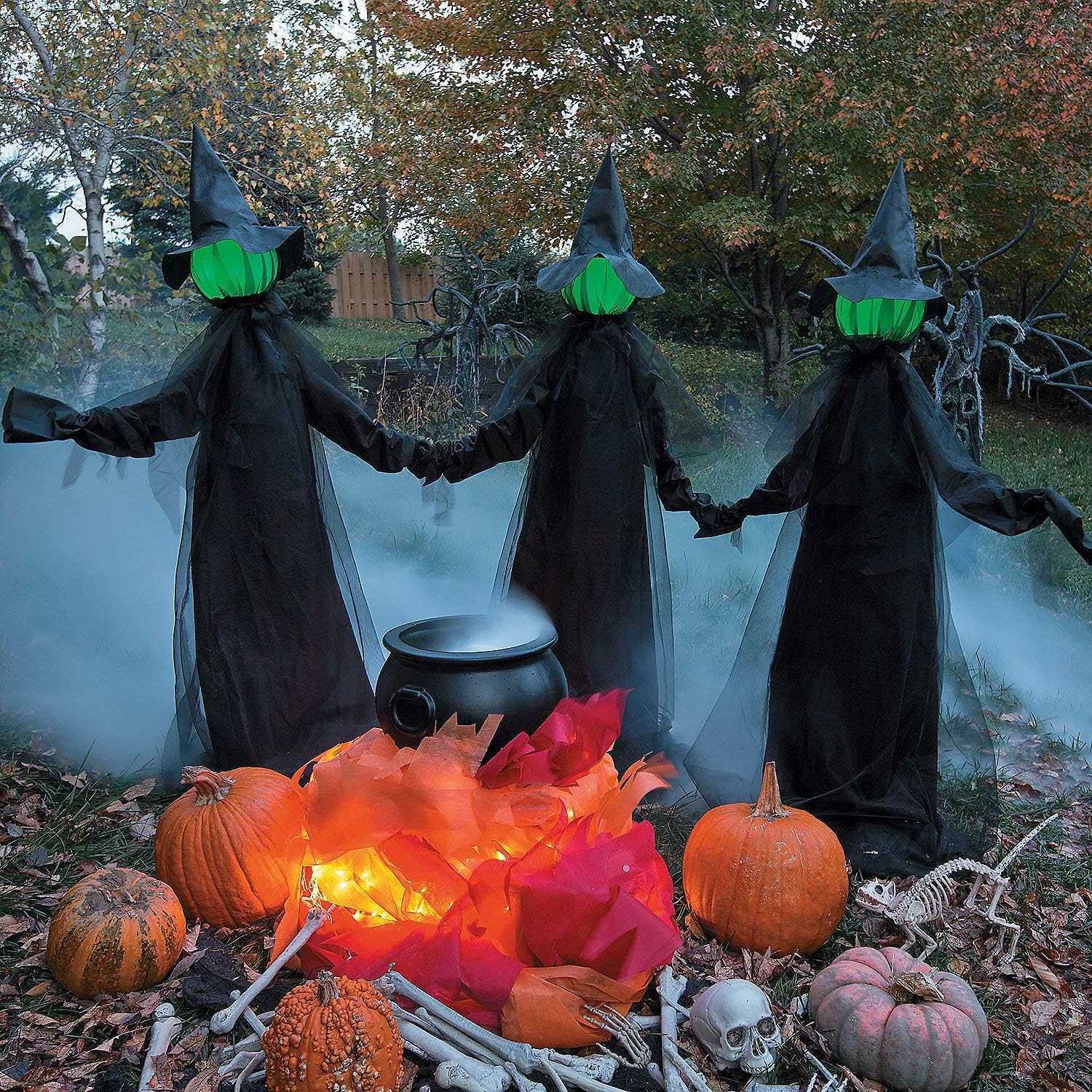 Halloween Decorations Outdoor - Witches Cauldron on Tripod with Lights - Black Plastic Cauldron Candy Bucket Decoration for Yard Home Porch Outside