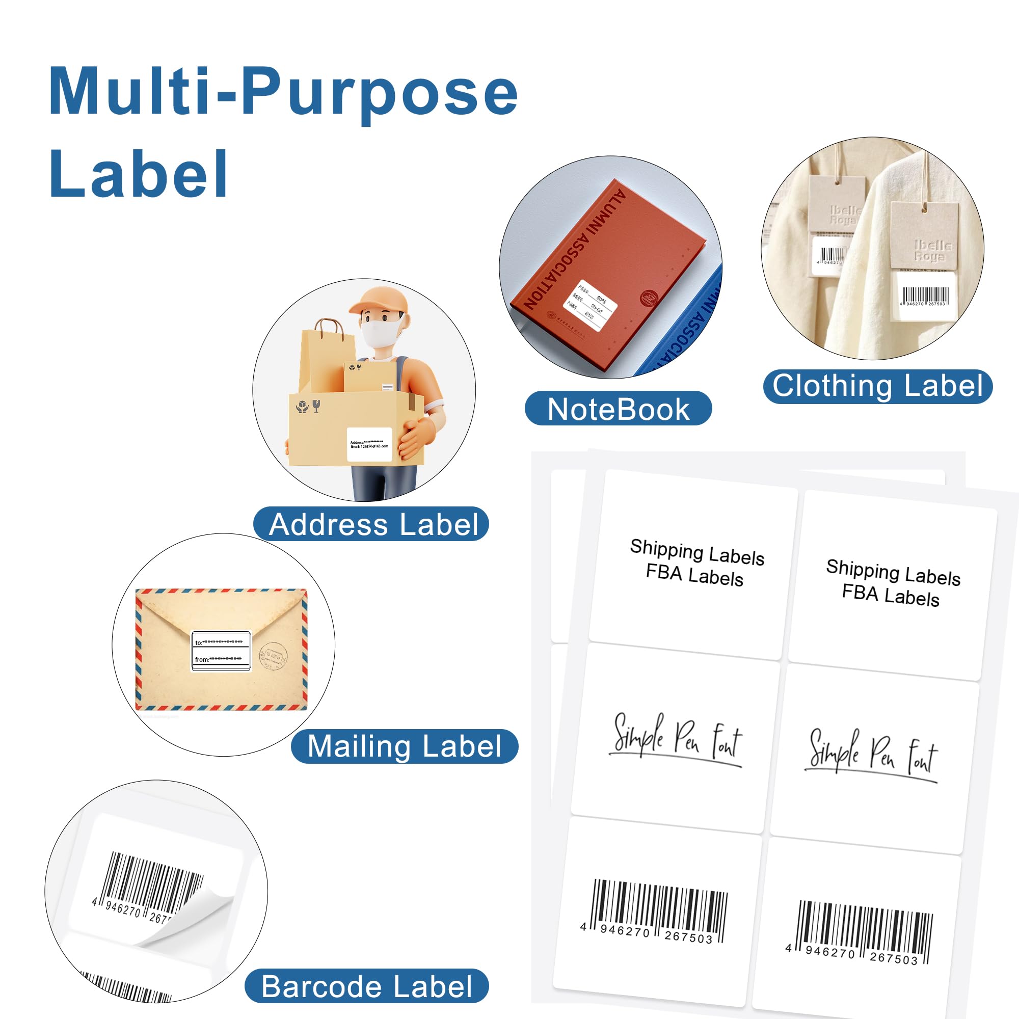 Address Labels, 3-1/3"x4" Shipping Address Labels for Inkjet & Laser Printers, 600 Labels, 100 Sheets, Easy to Peel