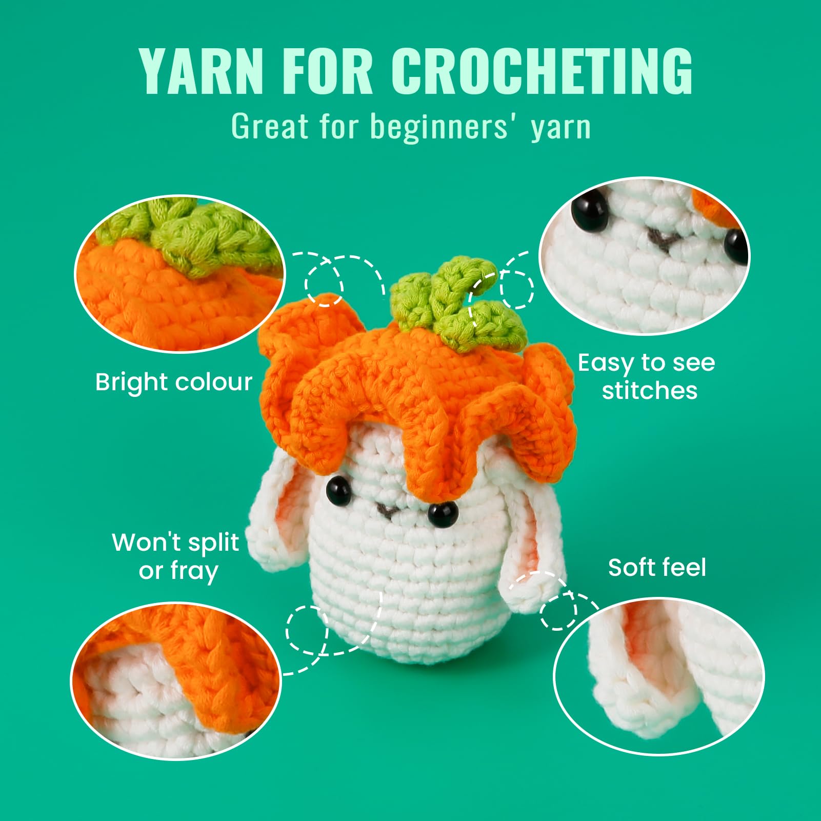 Pllieay Sage Yarn for Crocheting and Knitting (4x50g) Cotton Yarn for Crocheting Crochet Knitting Yarn with Easy-to-See Stitches Yarn for Beginners - Worsted Medium #4 Yarn - Cotton-Nylon Blend