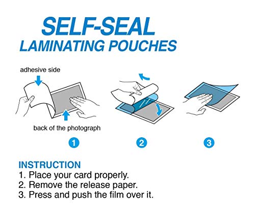Everest Self Adhesive Laminating Pouches, Self Sealing Pouches for Cards, Waterproof, 2.6 x 3.9 Inches, 30 Sheets,10 Mil Thick, Gloss Finish Business Card, No Laminating Machine Needed
