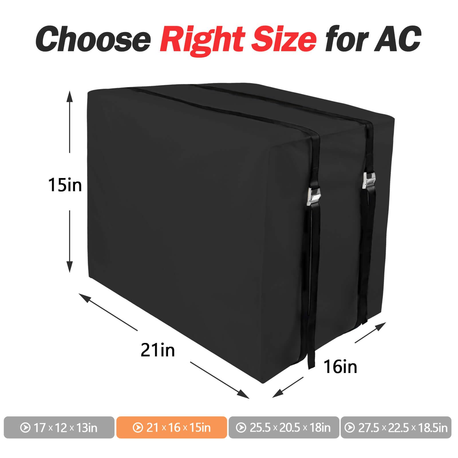 TOHONFOO Winter Window Air Conditioner Insulation Cover Outside, Window AC Covers with 3 Layers, Waterproof & Dust-Proof AC Cover for Window Unit, 21"Lx15"Hx16"D - Black