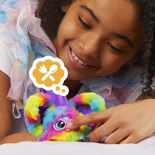 Furby Furblets Ray-Vee Mini Friend, Electronica Music, Speaks Only Furbish, Electronic Plush Toys for Girls & Boys, Interactive Pets, Rainbow, Easter Basket Stuffers, 6+