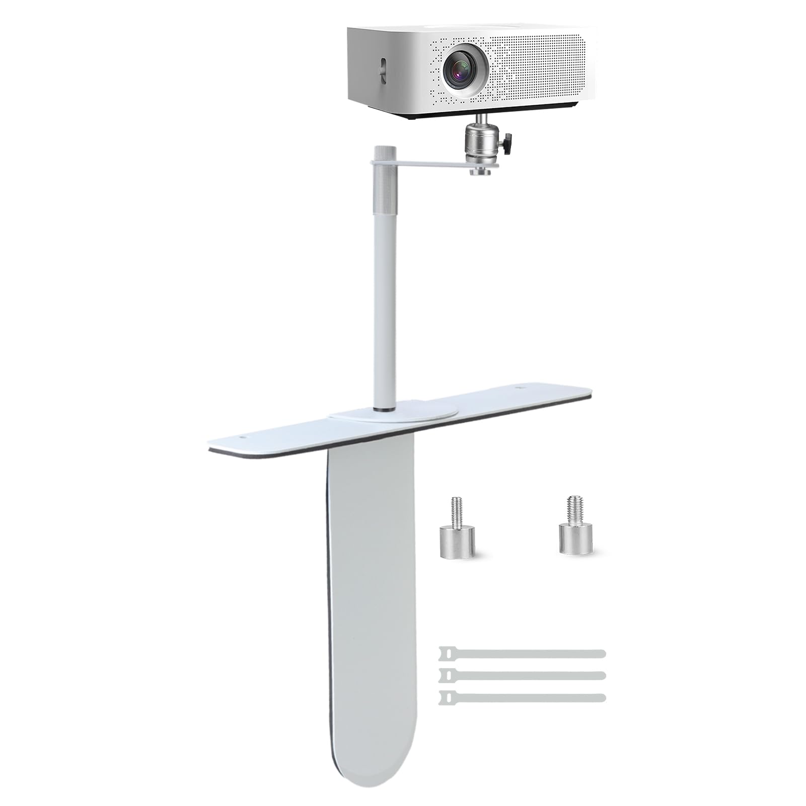 2-Be-Best Plug-in Projector Mount Bedside Sofa Projector Stand Wall Mount with 360° Adjustable, Projector Mount, Stand-Alone Design, Cable Management, Projector Holder White