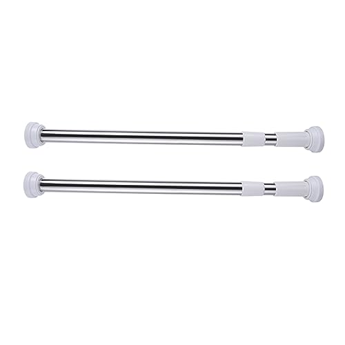 Garneck 2pcs Spring Tension Rod Retractable Tension Rod Stainless Steel Curtain Rod Coat Hanger Pole Wall Curtain Rod Retractable Clothes Line Curtain Rod Brackets Clothing Hanging Rod