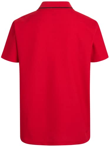 DKNY Boys' Polo Shirt - 2 Pack Classic Fit Short Sleeve Pique Polo - Comfort Stretch Collared Golf Shirt for Boys (4-20), Size 6, Racing Red/Jet Black
