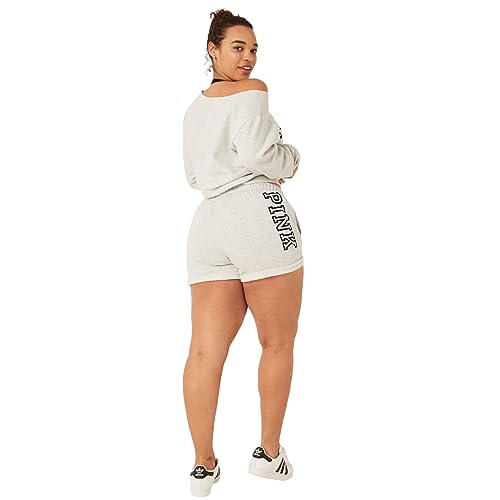 Victoria's Secret PINK Fleece Cropped Sweatshirt (US, Alpha, Small, Regular, Regular, Heather Stone)
