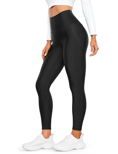 CRZ YOGA Womens High Waisted Fleece Lined Leggings 25 inches - Winter Warm Thick Thermal Soft Workout Yoga Pants Black Medium
