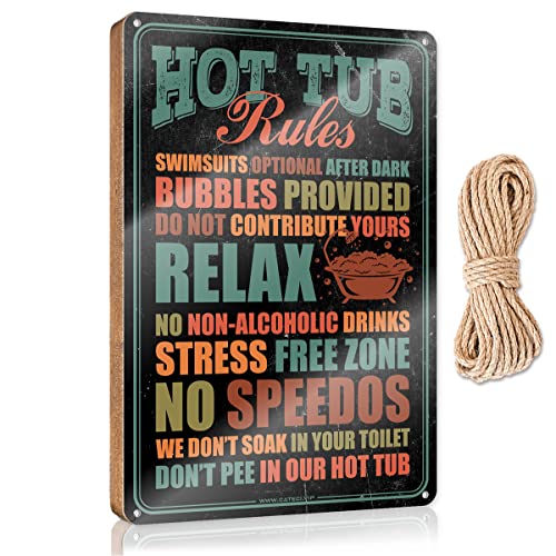 Kitchen Funny Sign Funny Hot Tub Rules Wooden Sign Bathroom Art Wall Decor Front Door Decor (Size : 20X30CM)