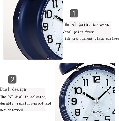 Digital Alarm Clock,Alarm Clock for Bedroom Alarm Clocks 3" Twin Bell Alarm Clock - Loud Alarm with Backlight - Great for Heavy Sleepers - Battery Operated Quartz Analog Clock Bedside Clock ( Color :