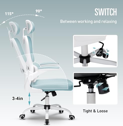 SOMEET Office Chair, Ergonomic Mesh Office Chair with Adjustable Headrest and Arms, High Back Ergonomic Desk Chair with Lumbar Support, Comfortable Home Office Desk Chairs with Tilt Lock (Blue)