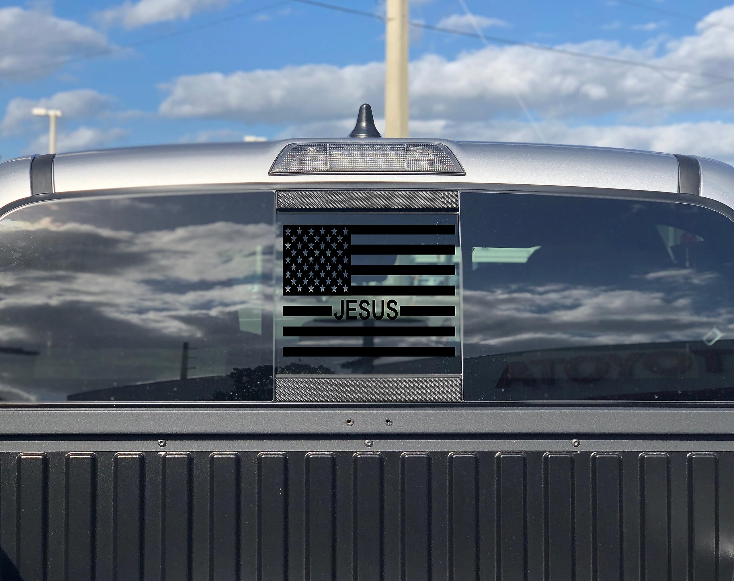 Xinghe for Dodge Ram 2009 to 2024, American Flag Decals Stickers for Truck Back Middle Window, Matte Black USA Flag Decal
