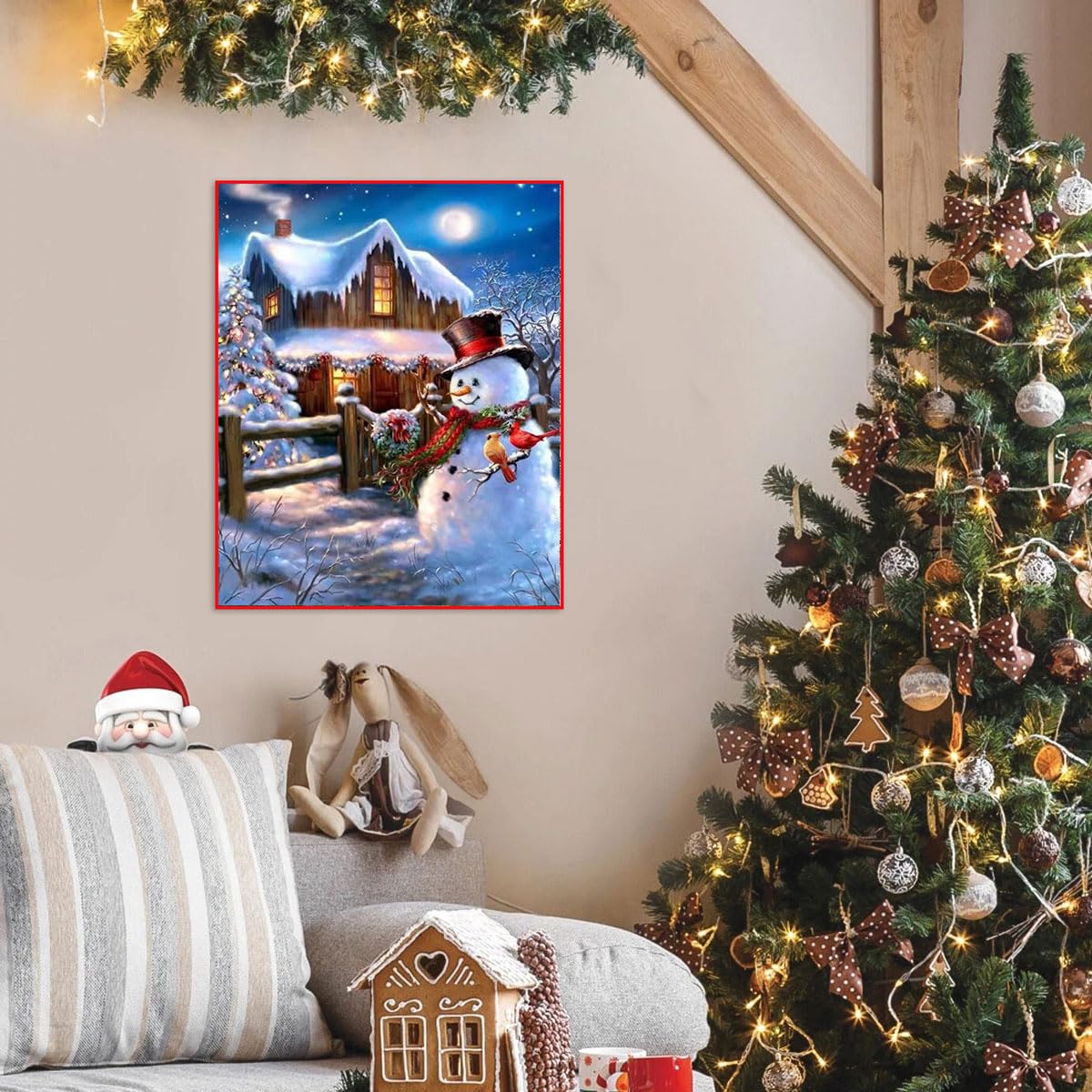 WUSARPLY Christmas Stamped Cross Stitch Kits - Snowman Needlepoint Counted Cross Stitch Kits for Beginners Adults Patterns Dimensions Embroidery Kits Arts and Crafts
