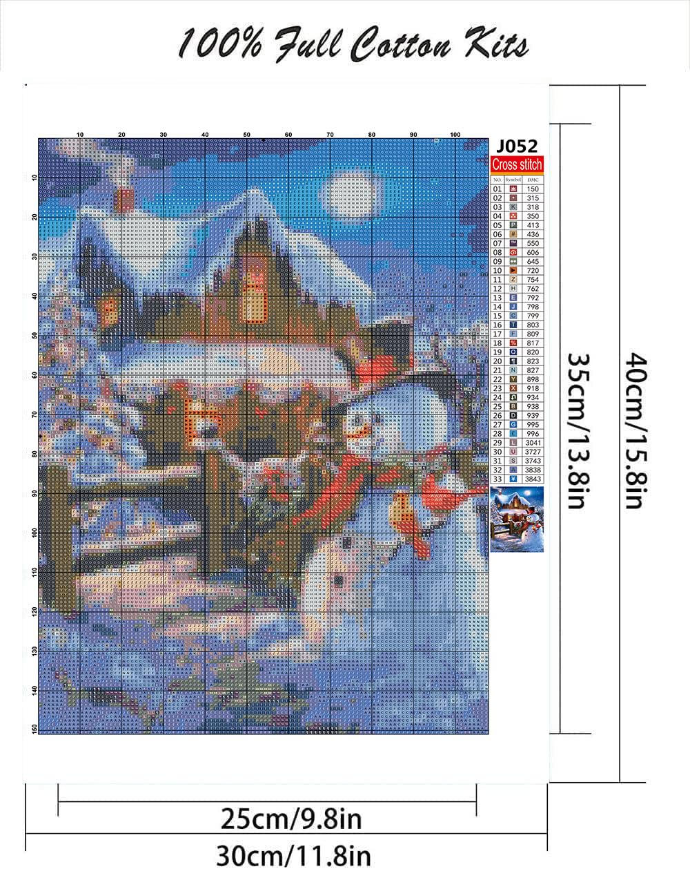 WUSARPLY Christmas Stamped Cross Stitch Kits - Snowman Needlepoint Counted Cross Stitch Kits for Beginners Adults Patterns Dimensions Embroidery Kits Arts and Crafts
