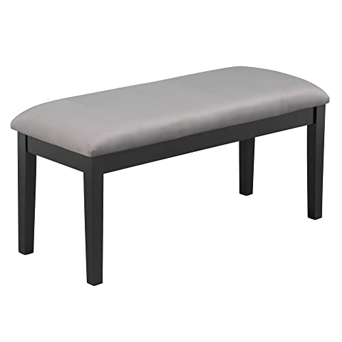 DHHU 6-Piece Dining Set, Modern Rectangular Marble Veneer Table and 4 Flannelette Upholstered Chairs 1 Bench for Living Furniture, Guest Room, Home Bar, and Kitchen, B-White+Gray