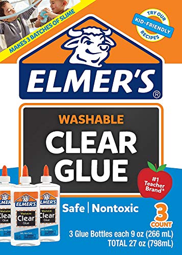 Liquid School Glue, Clear, Washable, Pack of 3-1