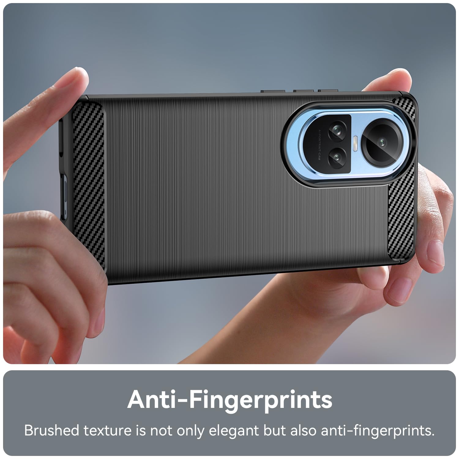 FZZSZS Case for Oppo Reno 10 Global + [2 Pack] Screen Protector Tempered Glass Protective Film,Black Carbon Fiber Shell Soft Silicone TPU Case Cover for Oppo Reno 10 Global (6.7")