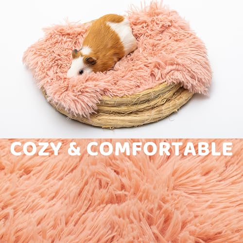 KAYCOWZA Guinea Pig Blankets 4 Pack, Warm Cozy Pet Cage Accessories for Guinea Pig Hedgehog Rabbit Hamster Chinchilla Ferret Small Animals, Fleece Cage Liners Bedding Mat Washable for Cold Weather