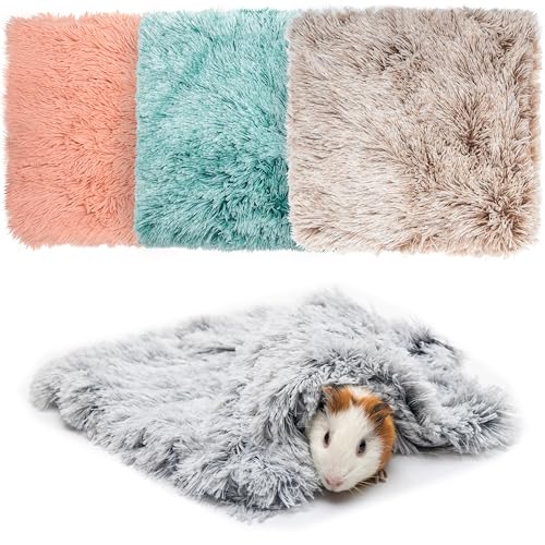 KAYCOWZA Guinea Pig Blankets 4 Pack, Warm Cozy Pet Cage Accessories for Guinea Pig Hedgehog Rabbit Hamster Chinchilla Ferret Small Animals, Fleece Cage Liners Bedding Mat Washable for Cold Weather