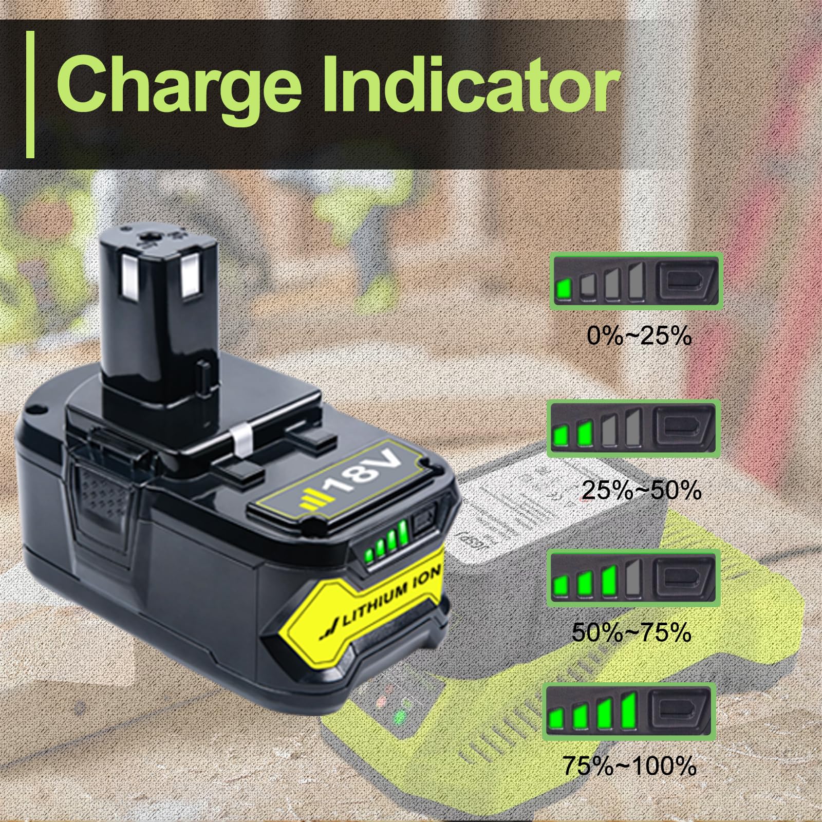 JGSPJ 6.2Ah Batteries Replacement for Ryobi 18V Battery Compatible with Ryobi Battery 18V P108 P190 P189 P102 P104 P107 P103 Cordless Power Tools, 2Pack