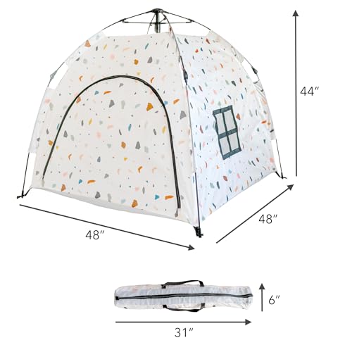 You Little Cutie Kids Popup Play Tent, No Setup Required, Neutral Color, 4x4x4' (terrazzo)