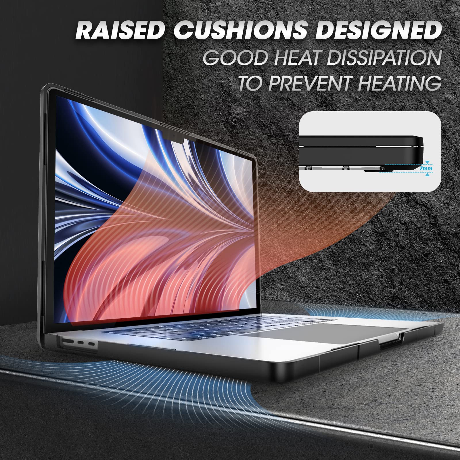 SUPCASE for MacBook Air 15 Inch Case 2025/2024/2023 (Unicorn Beetle), M4 A3241 / M3 A3114 / M2 A2941 Heavy Duty Shockproof Rugged Hard Shell Protective Cover for MacBook Air 15" with Touch ID, Black