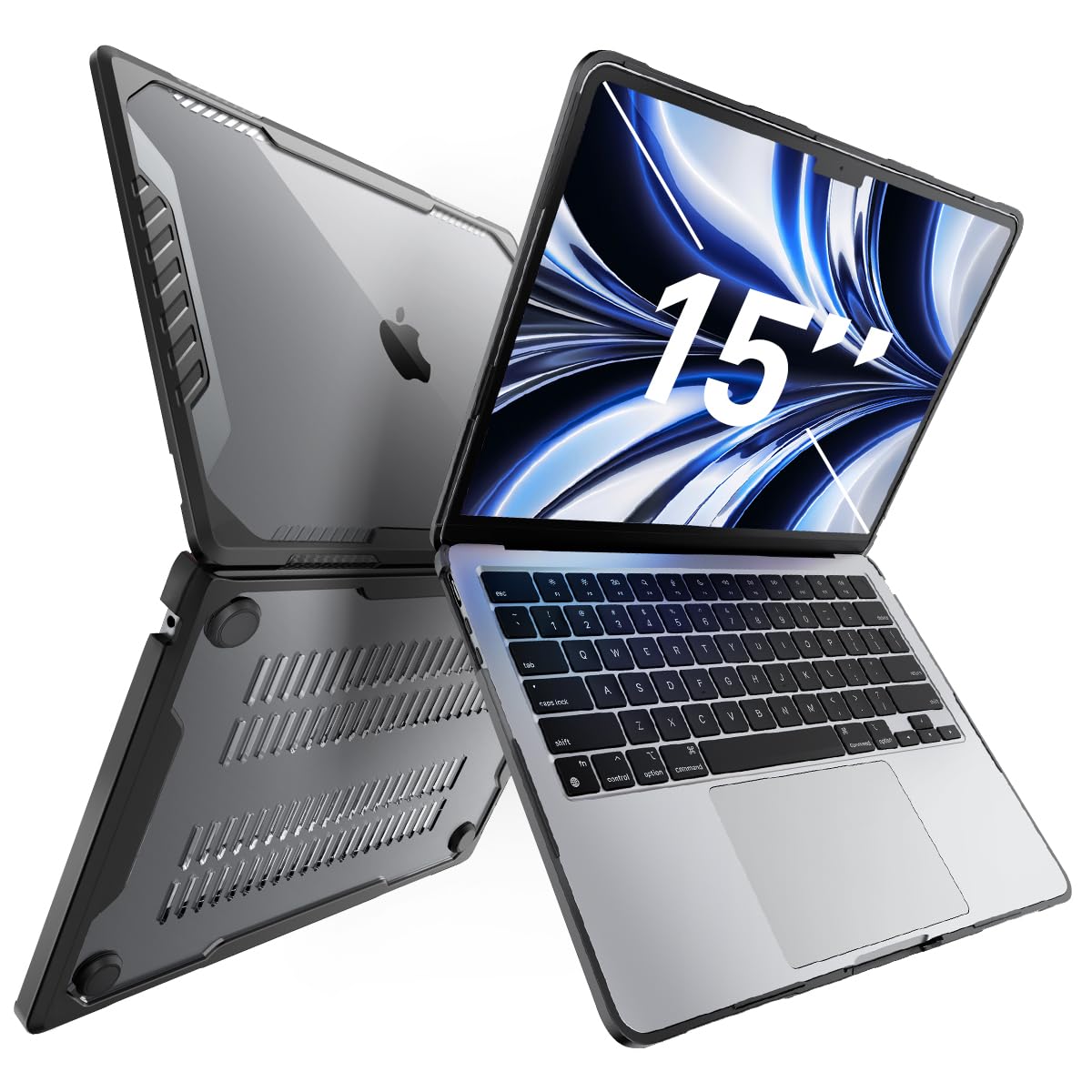 SUPCASE for MacBook Air 15 Inch Case 2025/2024/2023 (Unicorn Beetle), M4 A3241 / M3 A3114 / M2 A2941 Heavy Duty Shockproof Rugged Hard Shell Protective Cover for MacBook Air 15" with Touch ID, Black