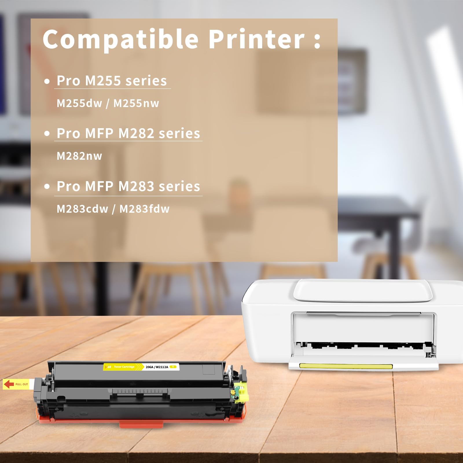XJI 206A(with Chip) Compatible Toner Cartridges Replacement for HP 206 A X 206X Ink (4 Pack), for HP Color Laser Jet Pro MFP M255 M255dw M282 M282nw M283 M283cdw M283fdw Laserjet Printer