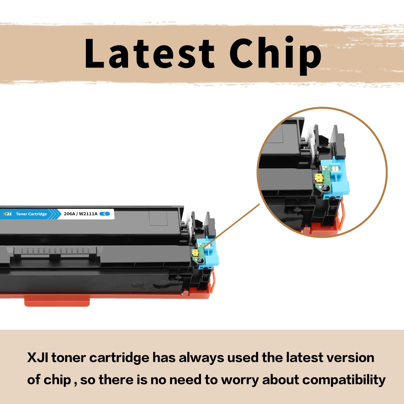XJI 206A(with Chip) Compatible Toner Cartridges Replacement for HP 206 A X 206X Ink (4 Pack), for HP Color Laser Jet Pro MFP M255 M255dw M282 M282nw M283 M283cdw M283fdw Laserjet Printer