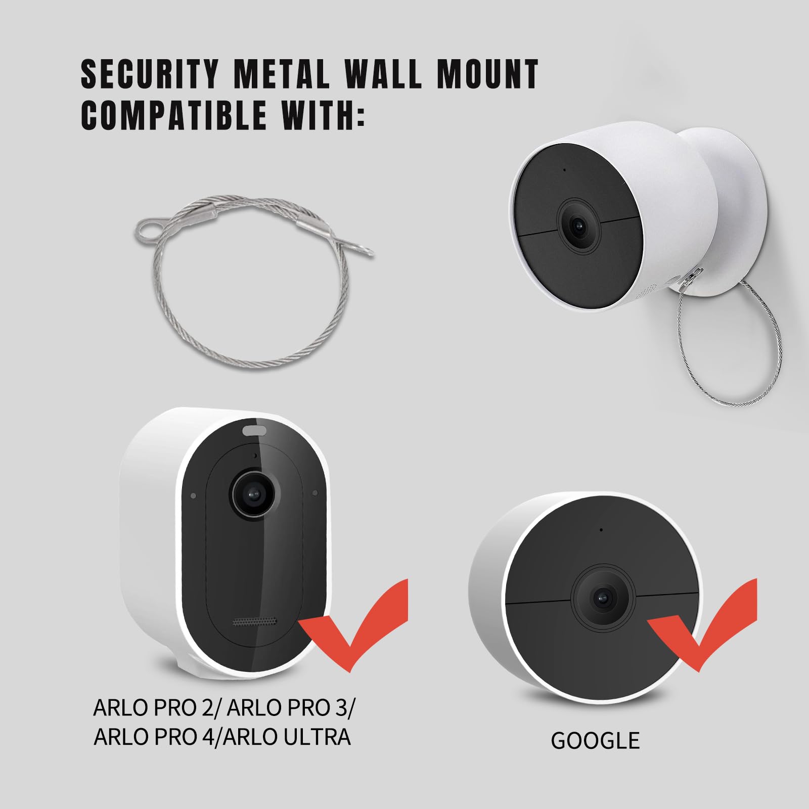 Baaletc Anti-Theft Security Chain for Google Nest Cam Outdoor/Indoor, Durable Security Chain Nest Cam Mount for Google Nest Cam Lock Accessories