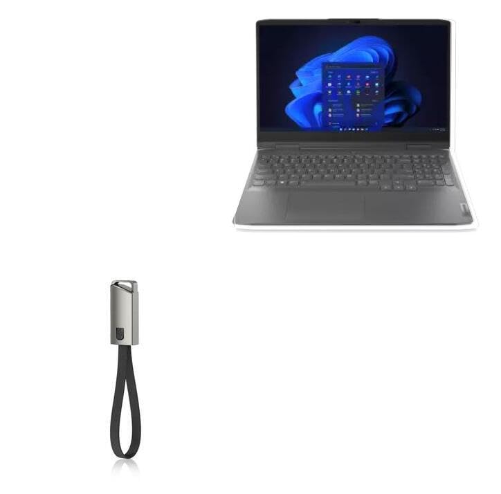 BoxWave Cable Compatible with Lenovo LOQ 16" AMD (RTX 4050) - USB Type-C Keychain Charger, Key Ring USB Type-C to Type-A 8 in USB Cable - Jet Black