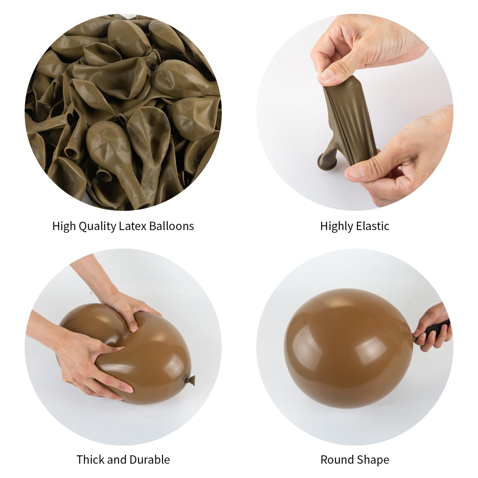 Dark Brown Balloons, 140pcs 18 12 10 5 Inch Different Sizes Pack Party Latex Balloons for BOHO Birthday Halloween Holiday Balloon Garland as Party Decorations