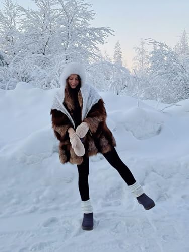 TEMOFON Womens Winter Snow Boots: Warm Fur Lined Ankle Booties Waterproof Slip On Booties Comfortable Outdoor Shoes with Zipper Blue Size 10