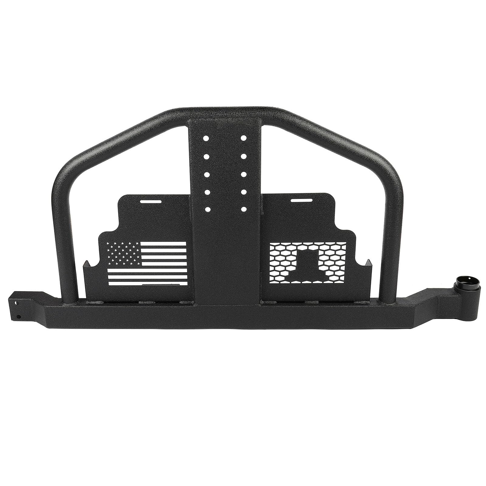 OCPTY Front Bumper and Rear Bumper with and Tire Carrier Fit For 2007-2015 2016-2018 for Jeep Wrangler JK Winch Plate with D-ring LED Lights with and Tire Carrier Texture Black