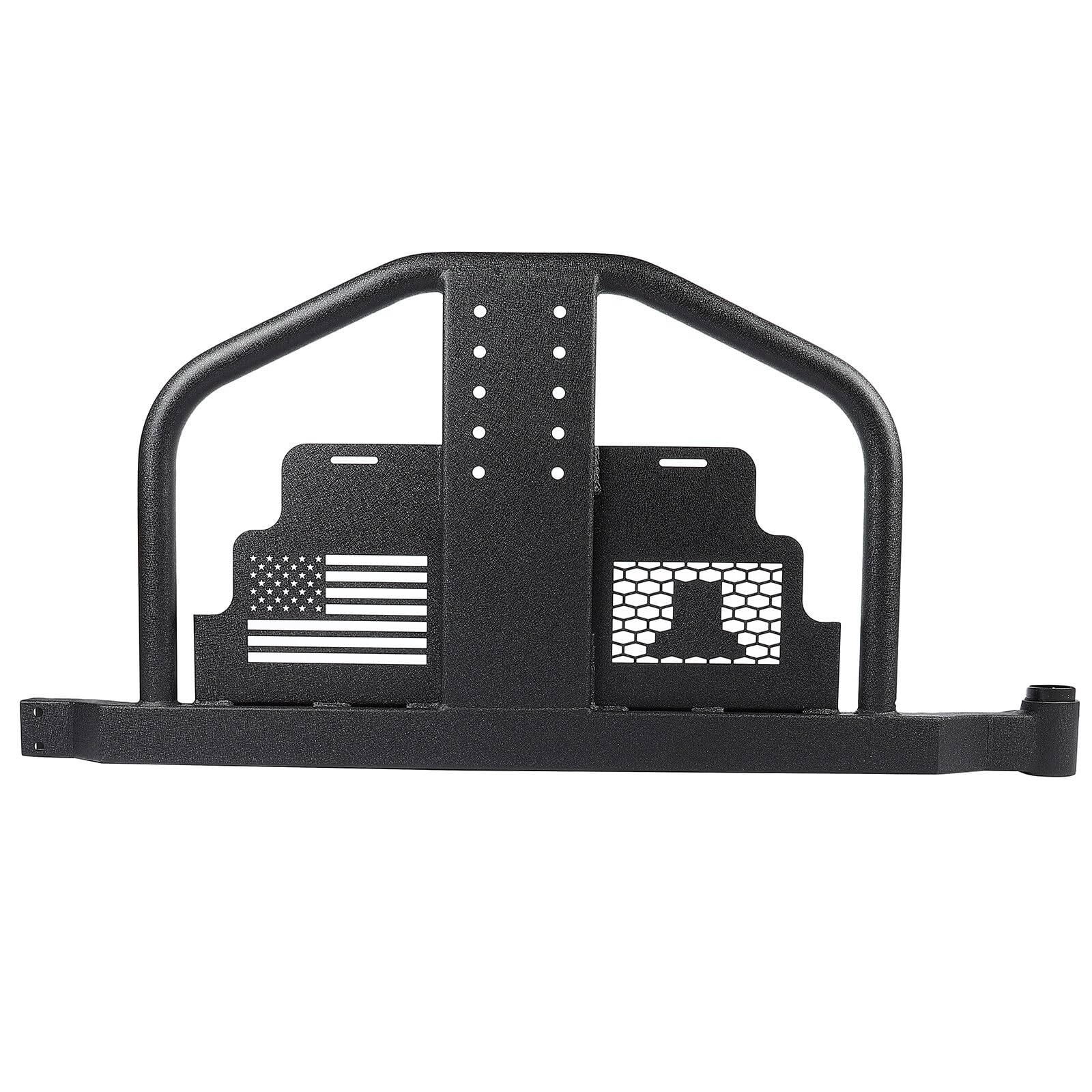 OCPTY Front Bumper and Rear Bumper with and Tire Carrier Fit For 2007-2015 2016-2018 for Jeep Wrangler JK Winch Plate with D-ring LED Lights with and Tire Carrier Texture Black