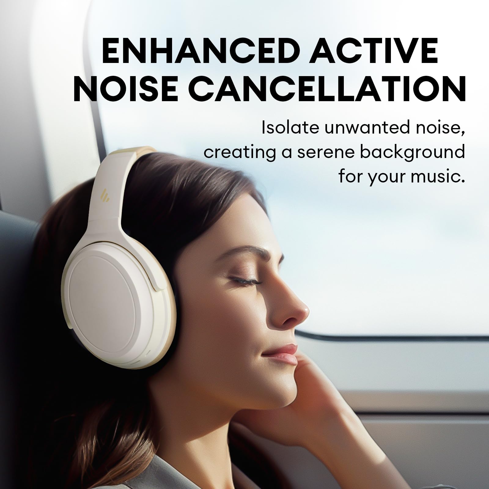 Edifier WH700NB Active Noise Cancelling Headphones - 68H Playtime - AI Call Noise Cancellation - Dual Device Connection - Lightweight & Foldable Design - Fast Charge - Bluetooth 5.3 - Ivory