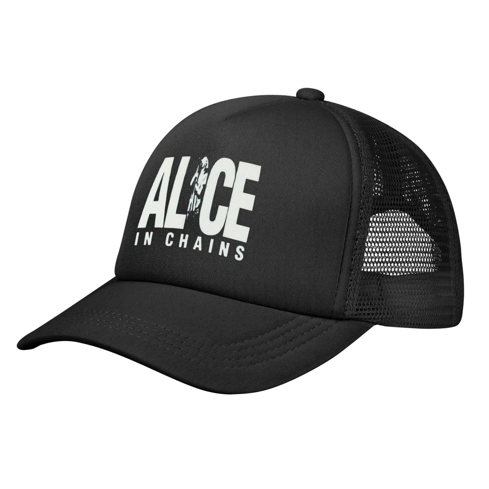 CASOWAT Alice Rock in Chains Band Mesh Baseball Cap for Men Women Adjustable Snapback Caps Summer Trucker Hat Black