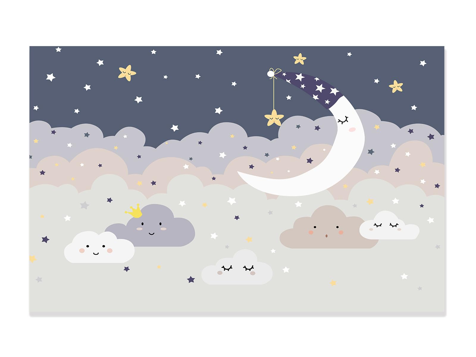 Dslbz Star Moon Nursery Children's Room Wall Mural Wallpaper for Bedroom 98" x 71"(W x H)