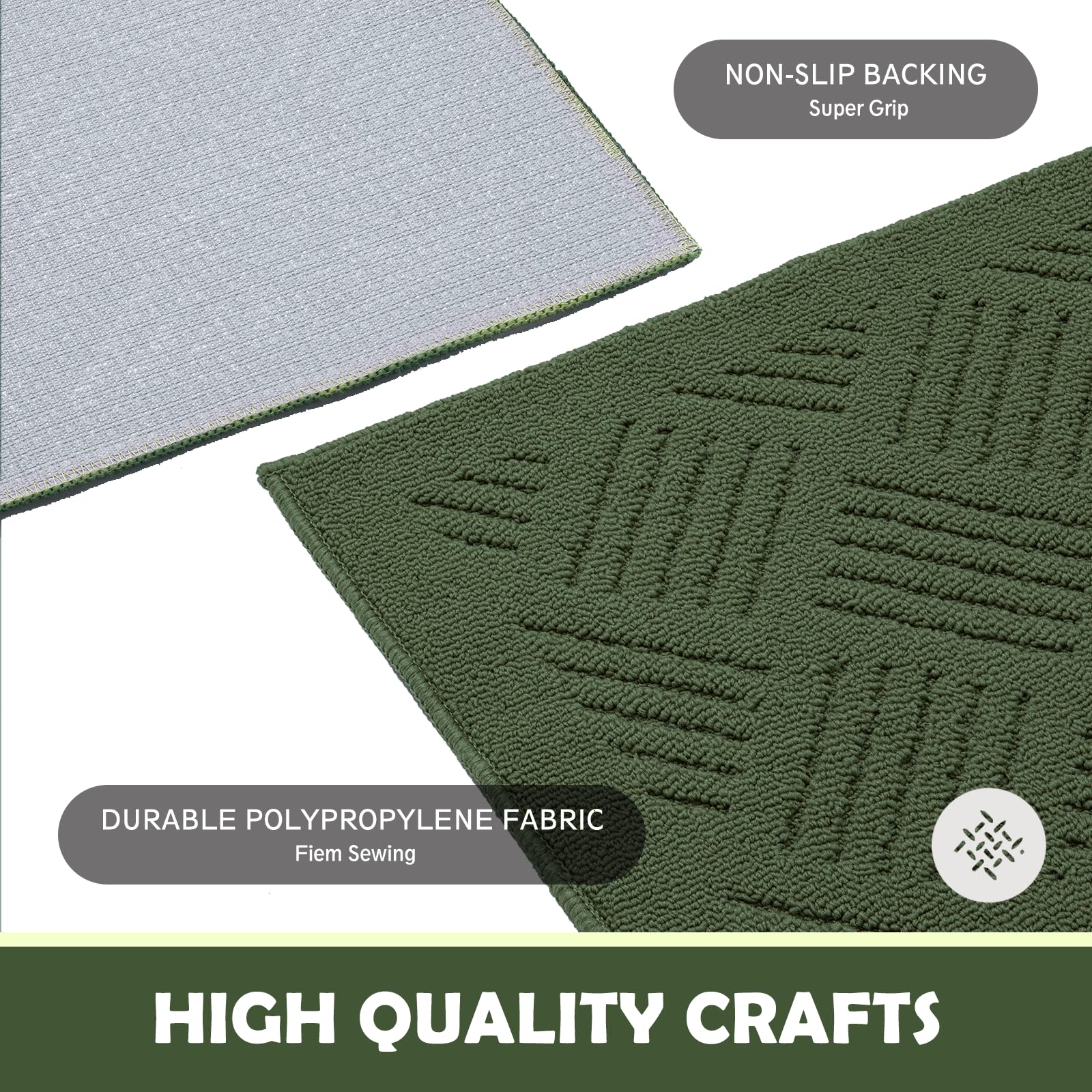 JEEDOVIA Door Mat Indoor Doormat,Front Back Door Mats Non Slip Entrance Rugs Rubber Backing,Inside Doormats for Entryway Low-Profile Absorbent Resist Dirt Floor Mats Washable Green,24"x36"