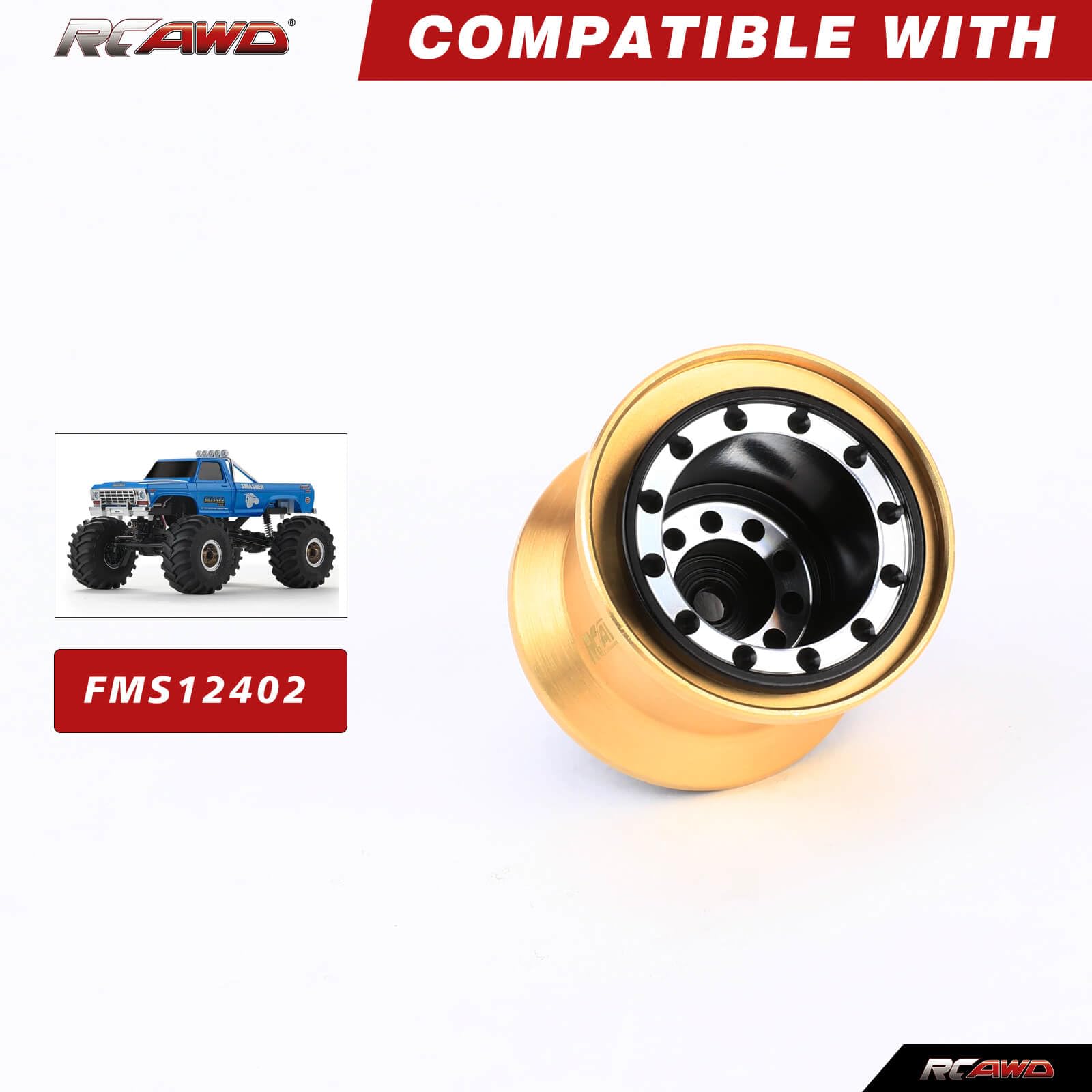 RCAWD 4Pcs Unique Design 1.0 Plus Brass Beadlock Wheel Rims for 1/18 1/24 RC Crawler TRX4M AXI24 SCX24 FCX24,48/pcs (Black)