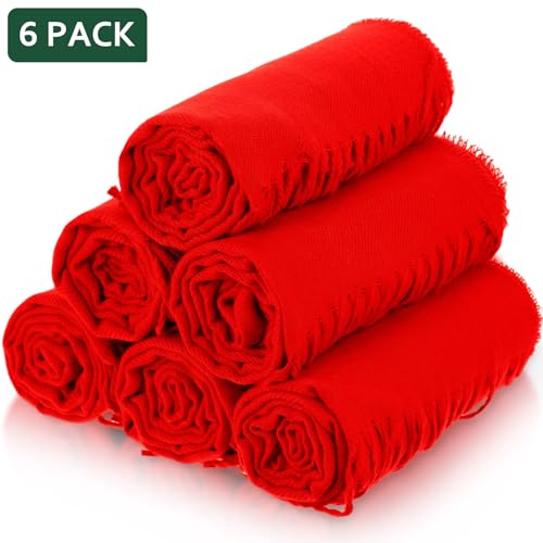 Hicarer 6 Pcs Winter Scarf for Men Women Warm Soft Neck Scarf with Tassel Edge Classic Imitation Cashmere Scarf