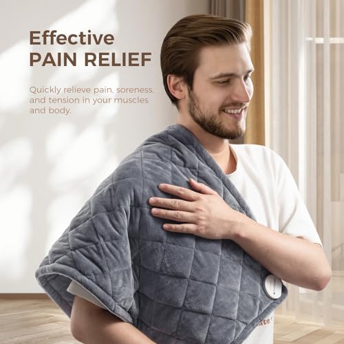 OCOOPA Women Gifts, Weighted Heating Pad for Back Pain & Cramps Relief, 3.4lb 17''x33'' XL Electric Heating Pad for Neck and Shoulders, 8 Heat Settings, 6 Time Modes, Machine Washable