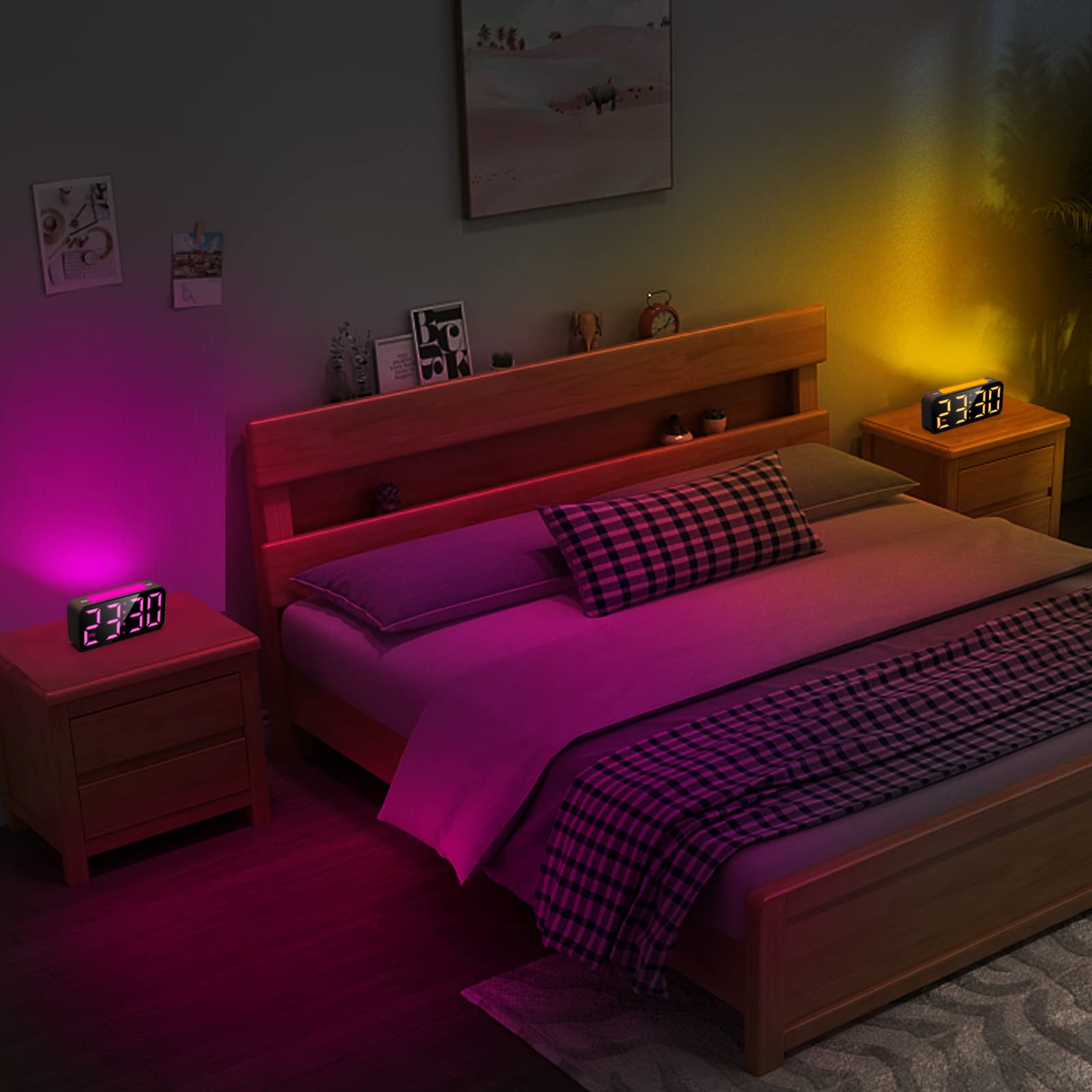 Topski Alarm Clocks for Heavy Sleepers, Vibrating Alarm Clock with Bed Shaker, Night Light, Large Display, Dimmable Loud Clock for Adults Hearing Impaired Deaf Seniors Teens (RGB)