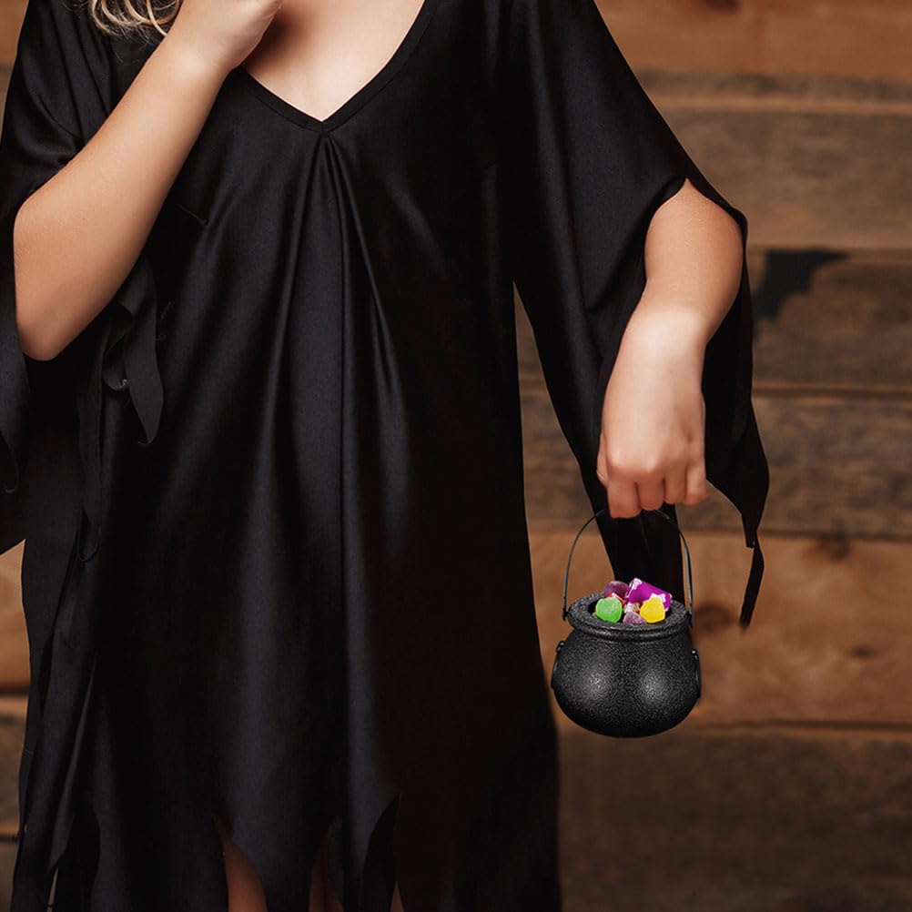 LUOZZY 24pcs Mini Candy Cauldron Kettles Halloween Candy Bucket with Handle Halloween Party Decoration