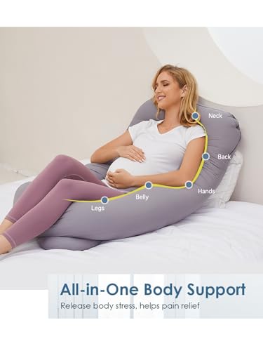 Bedbee Pregnancy Pillow, Removable Cover Premium U Shaped Maternity Pillow, Support Back, HIPS, Legs, Belly for Pregnant Women Sleeping (Dark Grey)